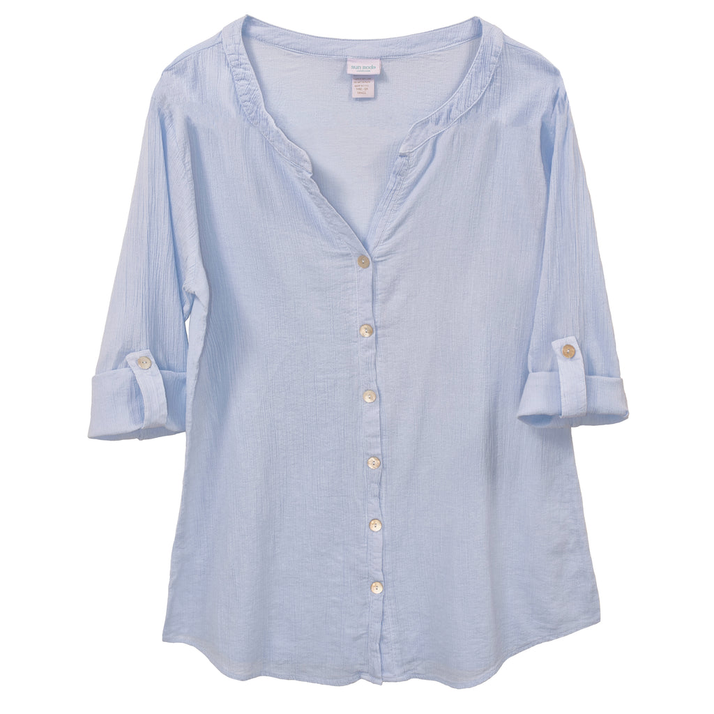 Sun Moda Gauze Button Front Cover Up Made in USA – SUN MODA
